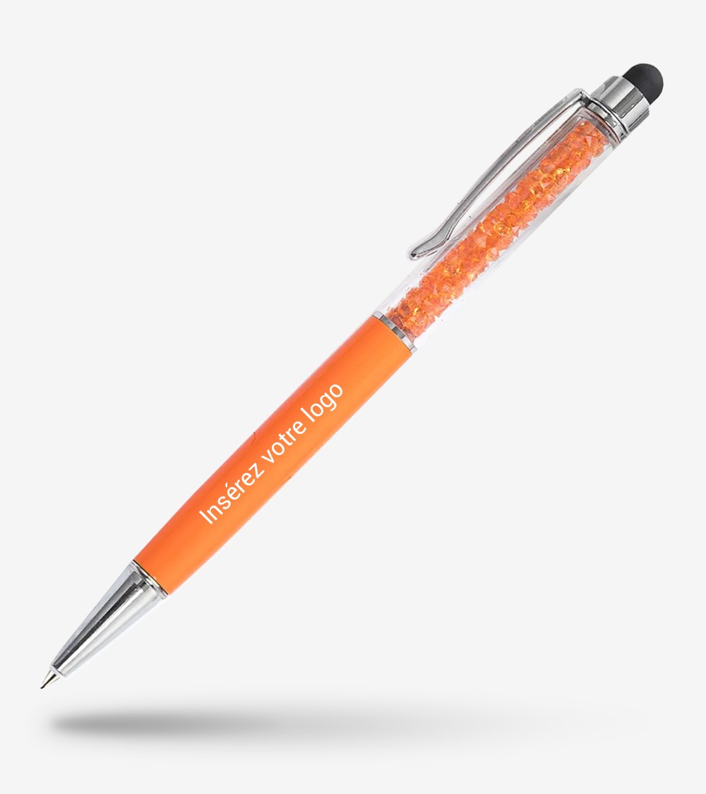 Stylos Publicitaires Orange Cristaux avec logo