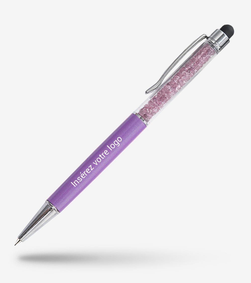 Stylos Publicitaires Lilas Cristaux avec logo